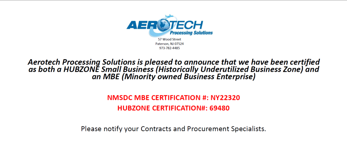 Aerotech is Certified as a HUB-Zone and Minority-Owned Business – Aerotech